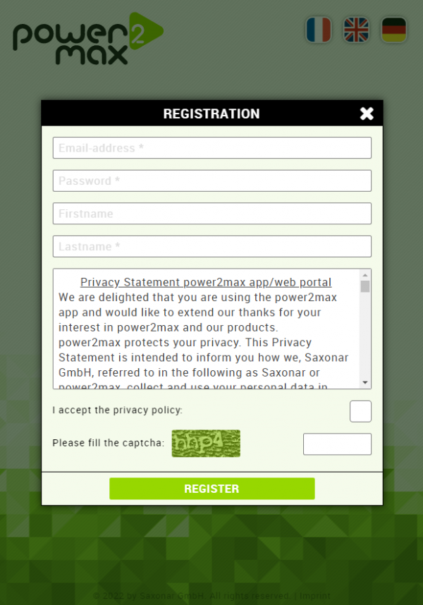 Create your power2max app account – power2max